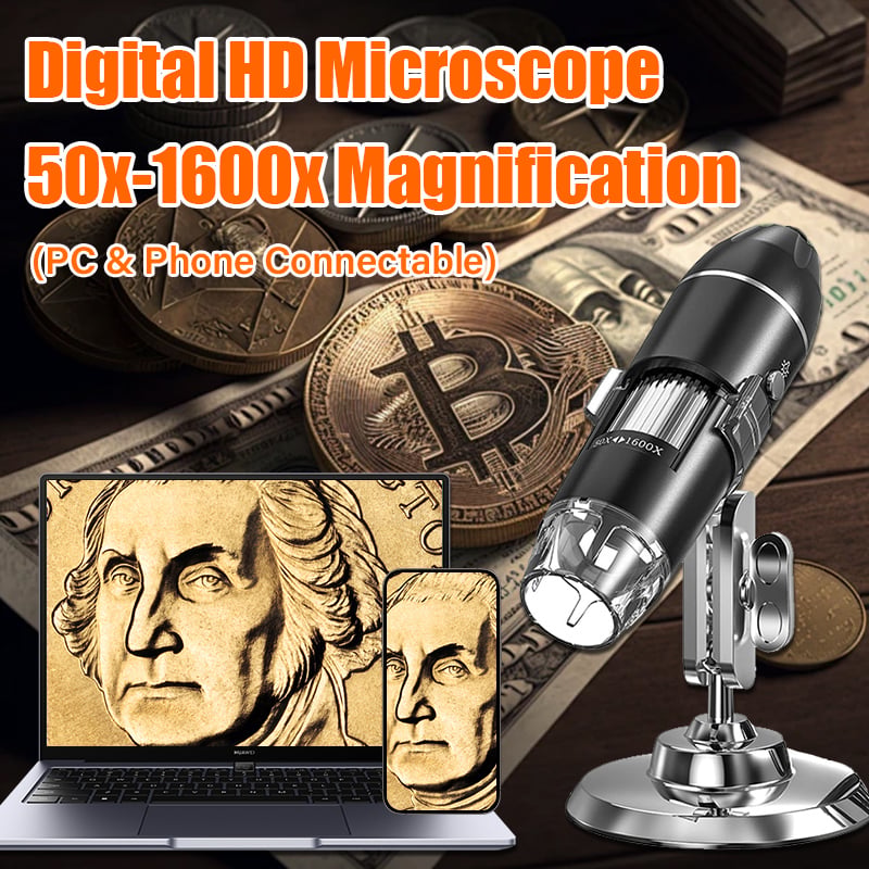 Digital HD Microscope 50x-1600x Magnification (PC & Phone Connectable ...